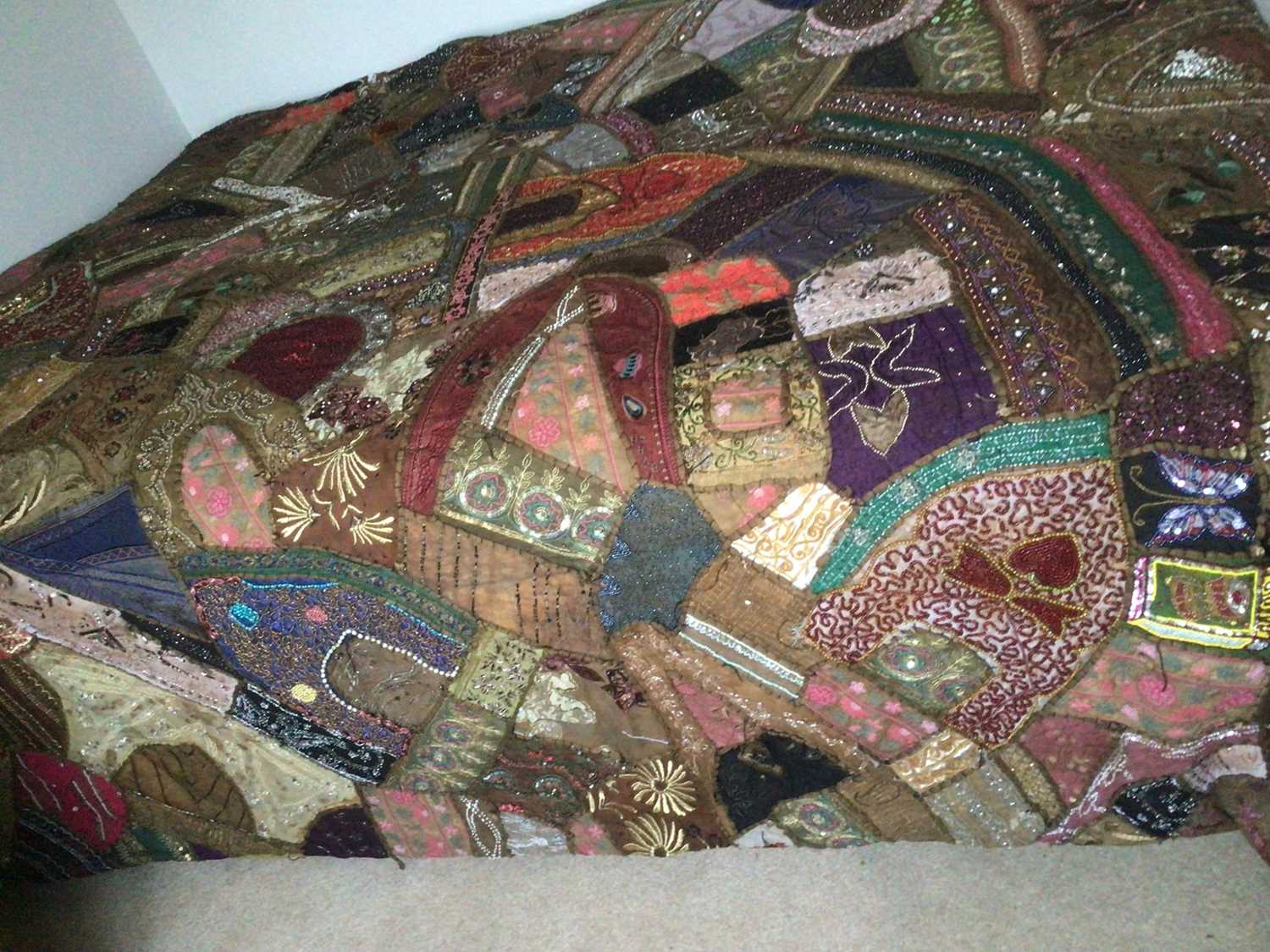 Lot 2125 - Vintage Indian patchwork bed cover with