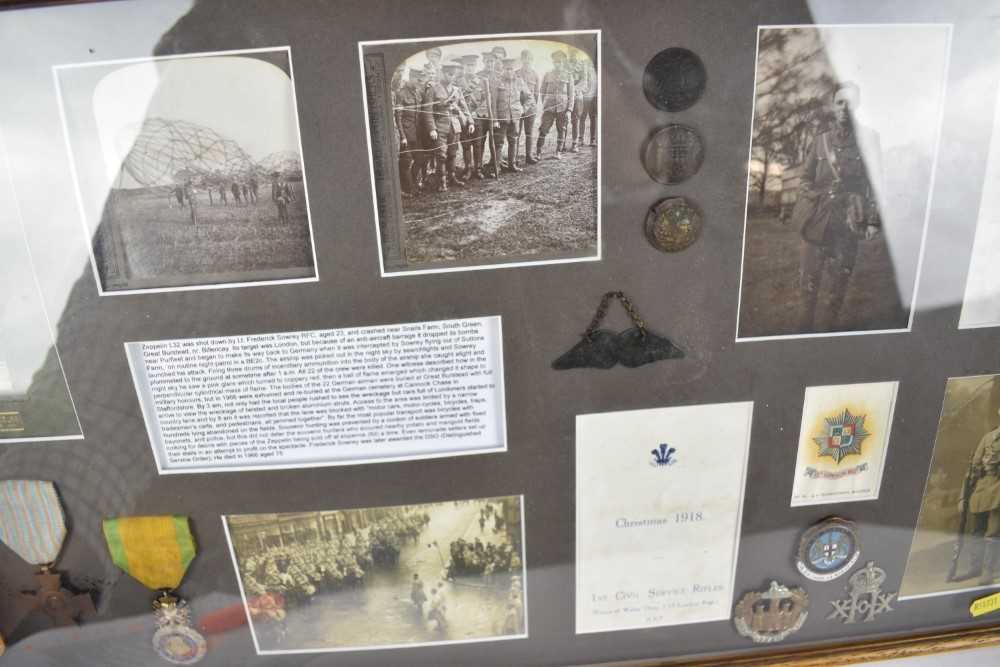 Lot 737 - First World War display mounted in glazed