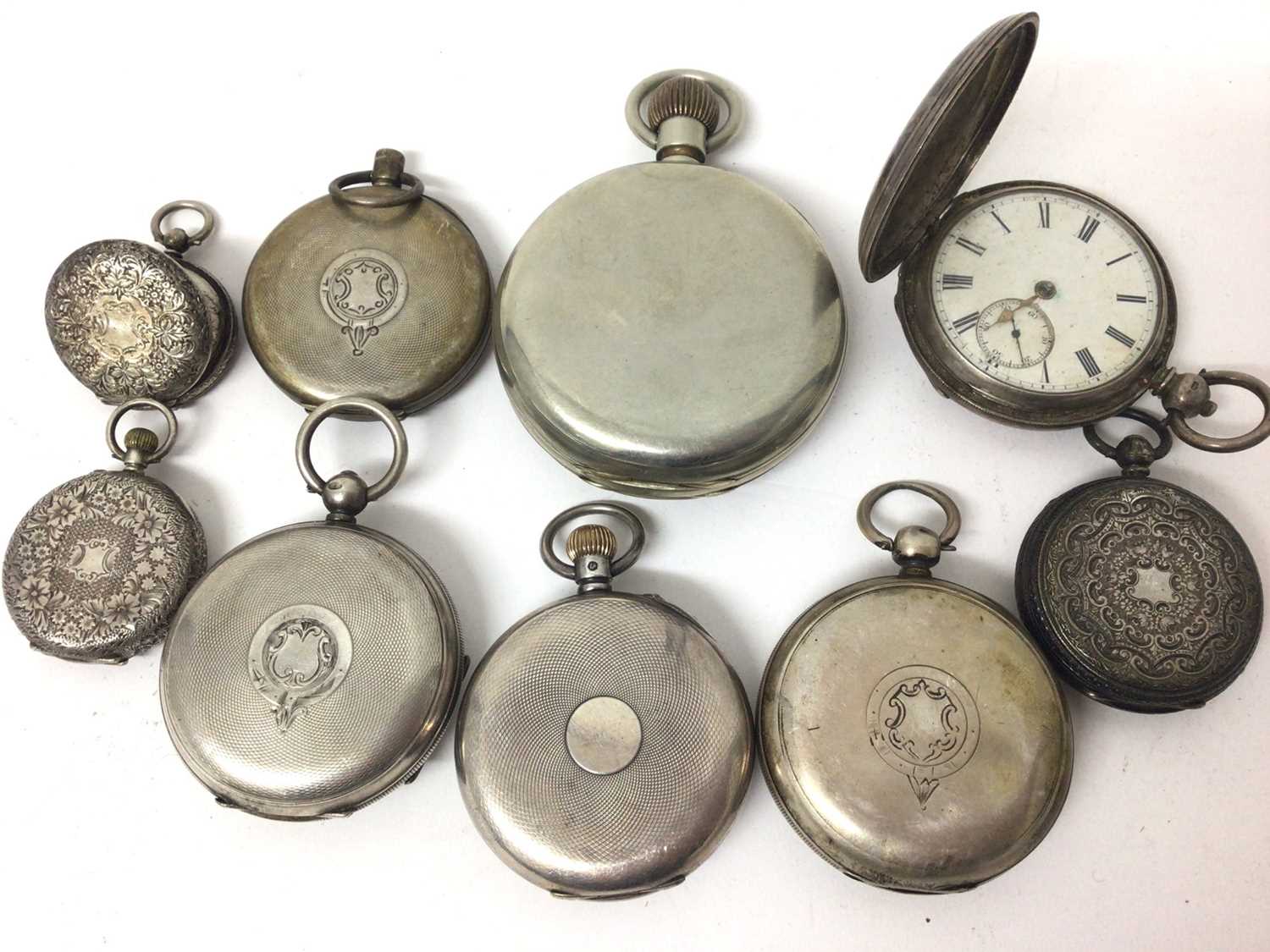 Lot 183 - Group of silver pocket watches, fob watches
