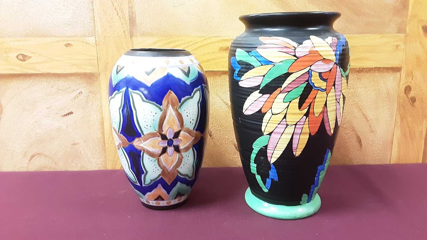 Lot 1365 - Art Deco Crown Ducal vase with brightly