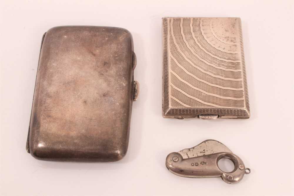 Lot 338 - Silver cigarette case, silver match case and