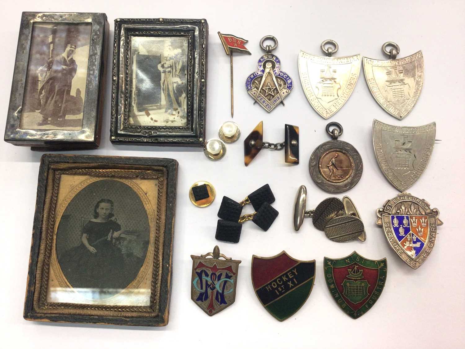 Lot 831 - Two miniature silver photograph frames,