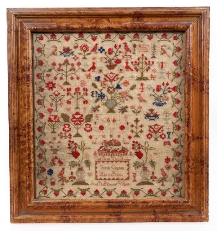 Lot 862 - Victorian needlework sampler and another