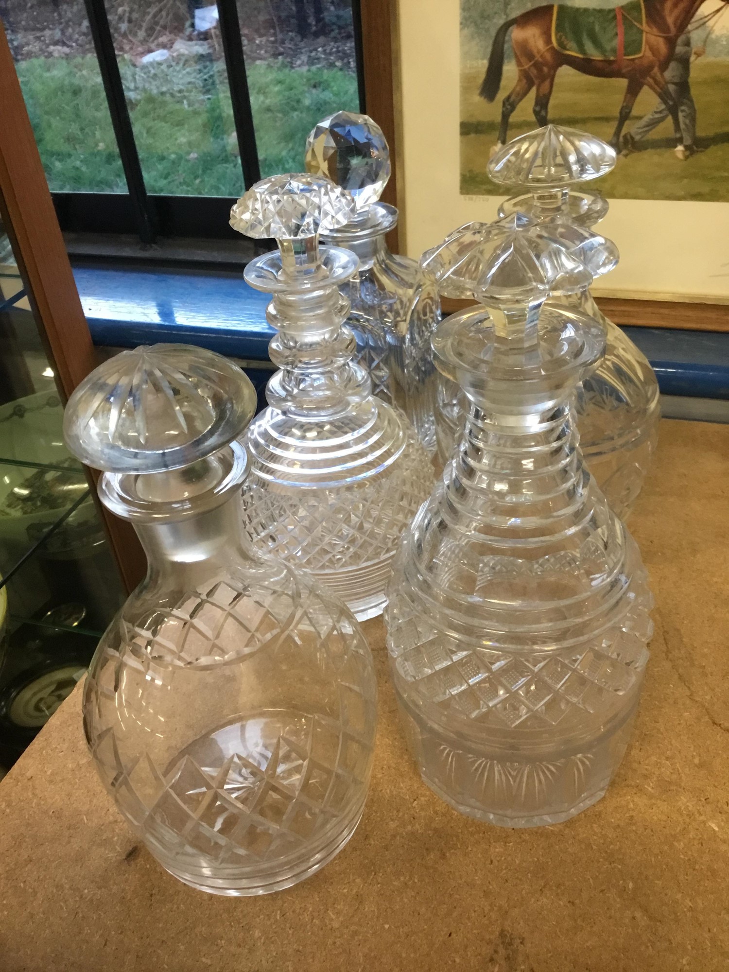 Lot 183 - Group of antique cut glass decanters and cut