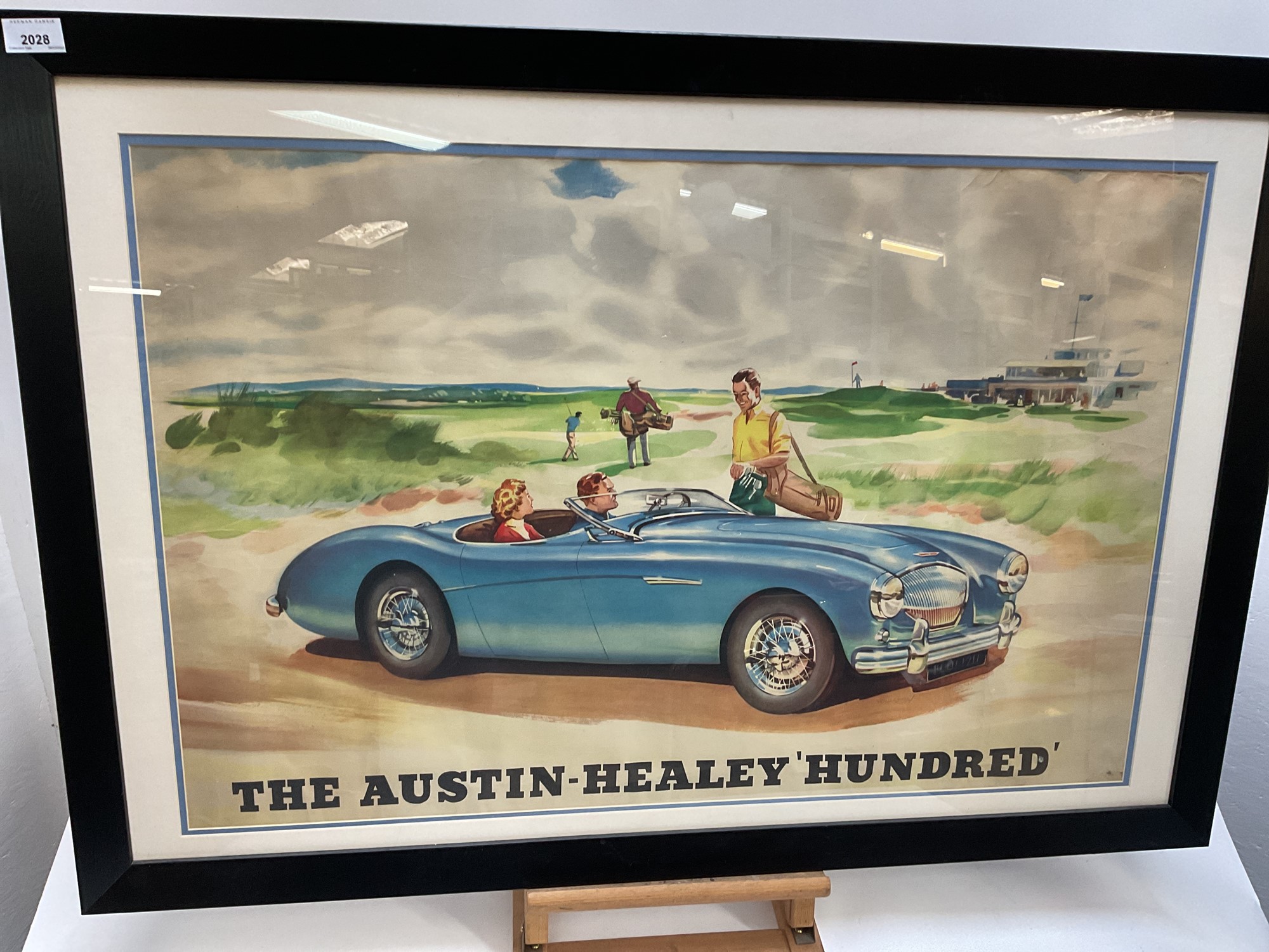 Lot 2028 - 1950s Austin Healey Hundred showroom poster