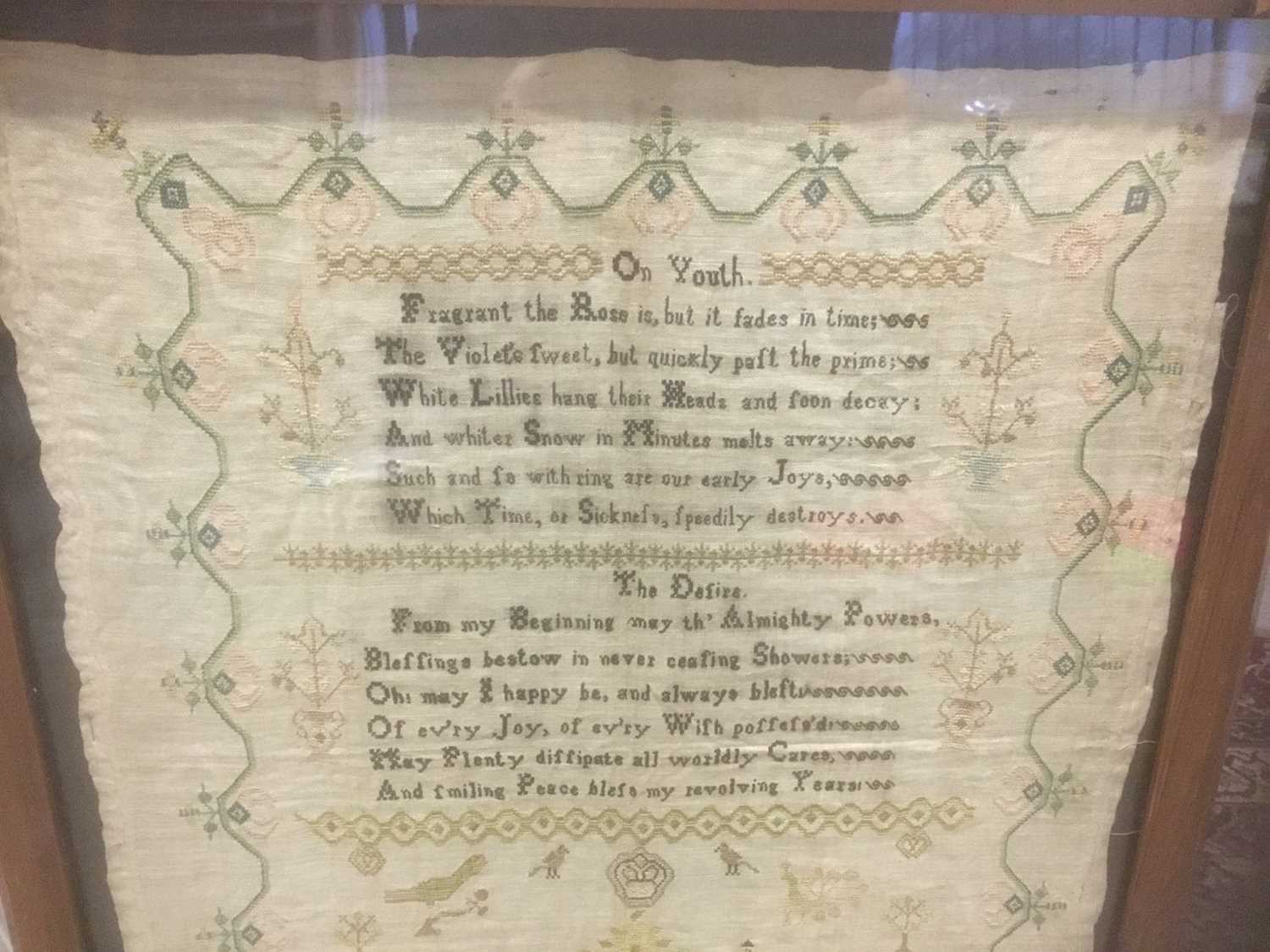 Lot 175 - Early 19th century needlework sampler, by