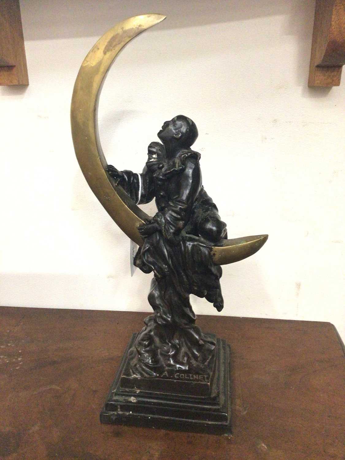 Lot 362 - After Colinet, bronze figure of Pierrot