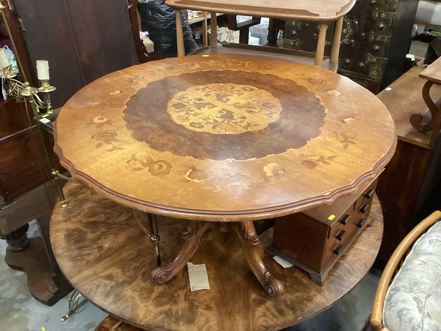 Lot 1261 - Antique Italian inlaid table with four