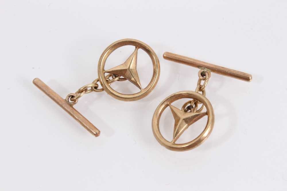 Lot 882 - 9ct gold Mercedes Benz cufflinks, boxed