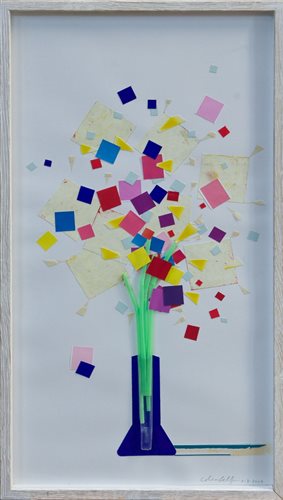 Lot 1028 - *Colin Self (b. 1941), collage - vase of