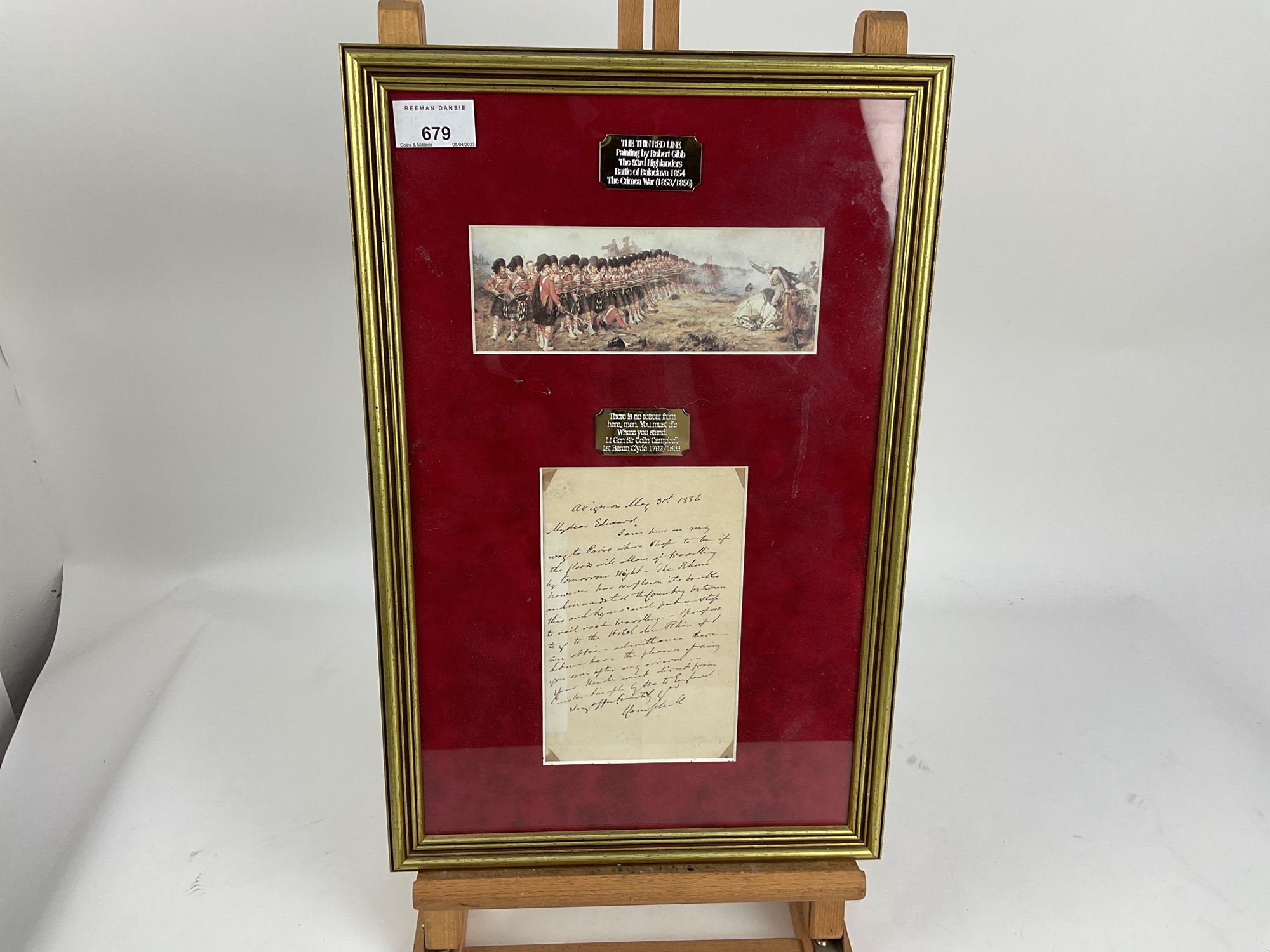 Lot 679 - Lt General Sir Colin Campbell 1st Baron