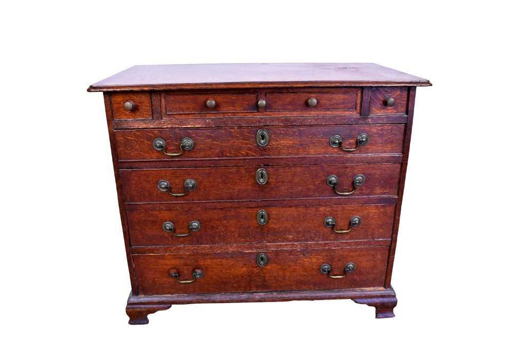 Lot 1333 - Mid 18th century oak chest of small size,