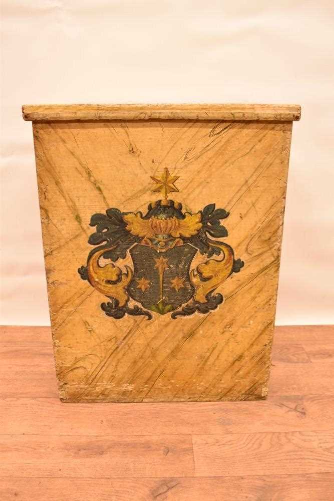 Lot 1425 - Antique grained pine boot box with armorial
