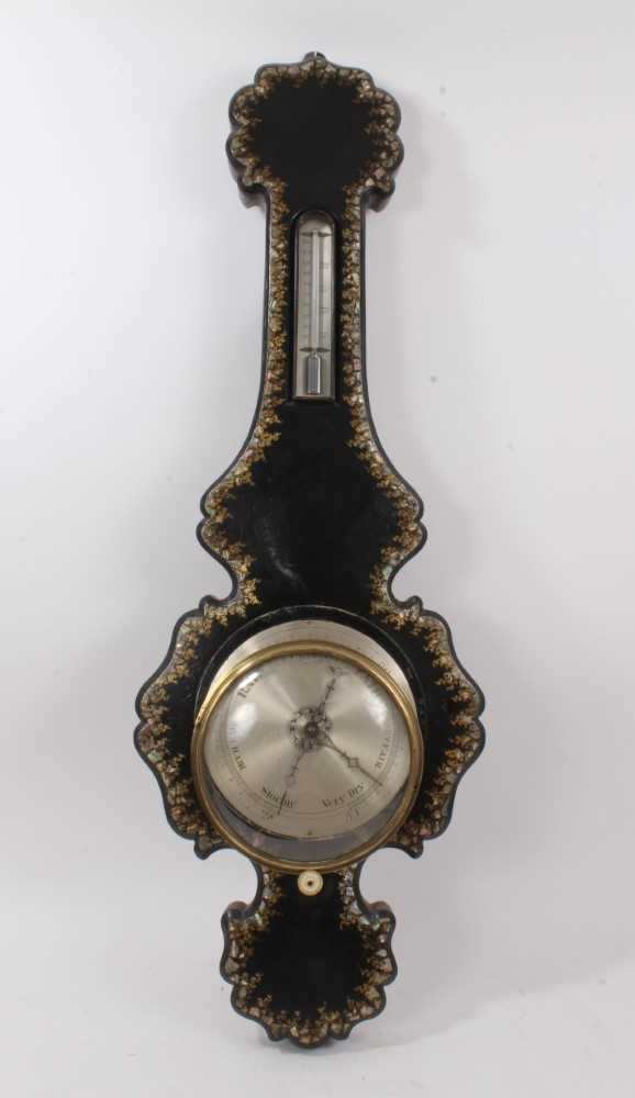 Lot 678 - Victorian banjo shaped barometer thermometer
