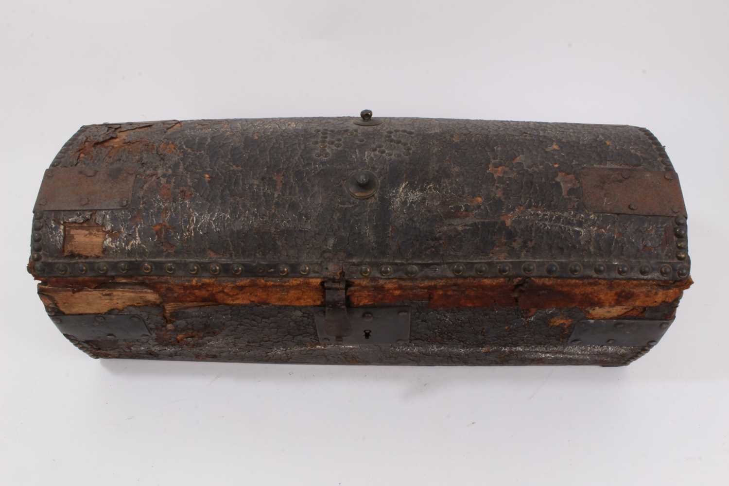 Lot 899 - 18th century leather covered casket