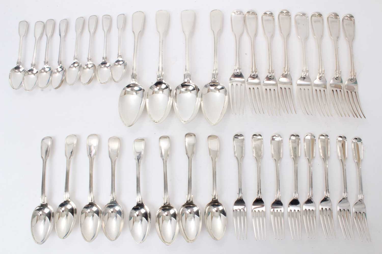 Lot 501 - Composite set of Georgian/Victorian silver