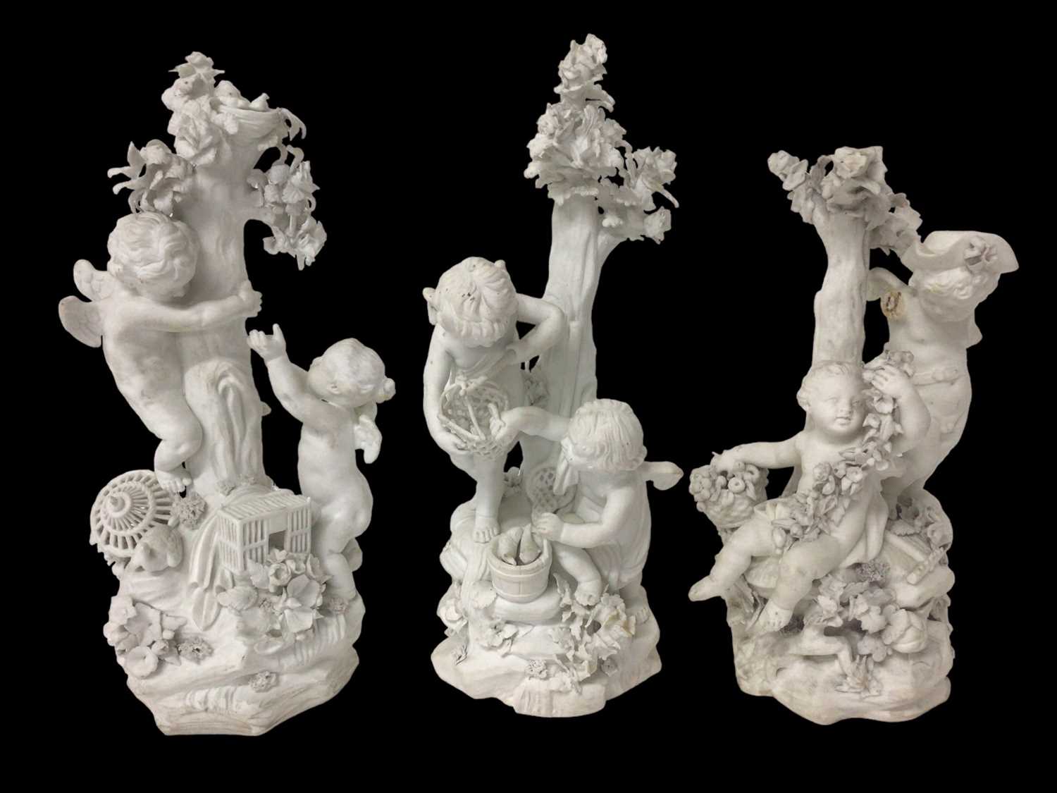 Lot 238 - Three 18th century Derby biscuit porcelain