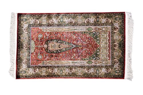 Lot 1429 - Fine quality Kalim silk rug with peacock,