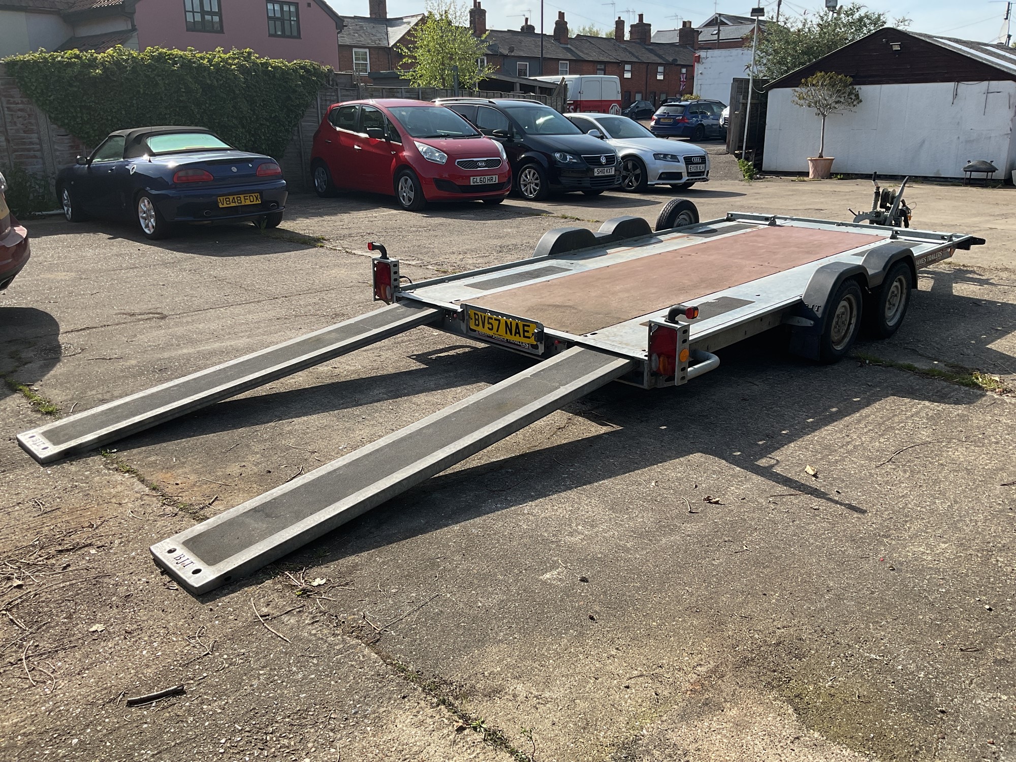 Lot 168 - Brian James 2600 kg twin axle car trailer,