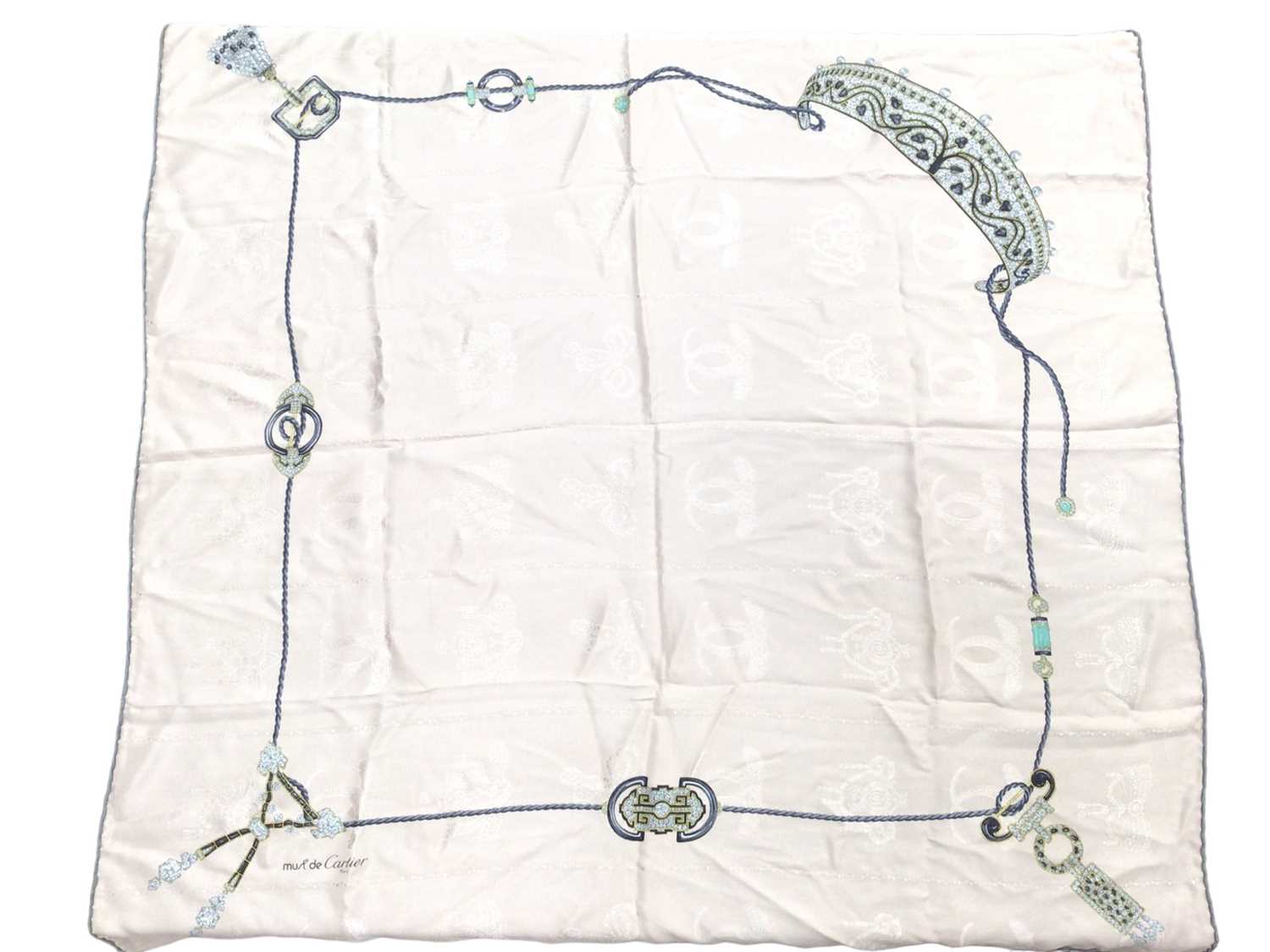 Lot 2119 - Cartier silk scarf blush pink with diamond