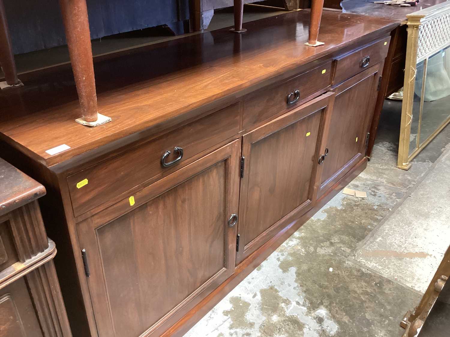 Lot 1405 - Modern long sideboard with three drawers