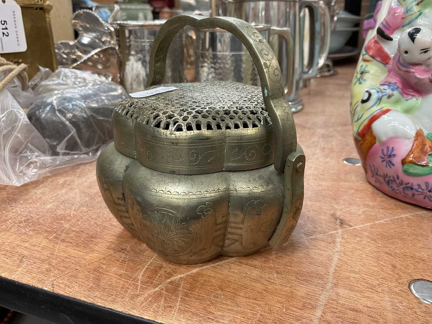 Lot 517 - Japanese silvered metal cricket cage with