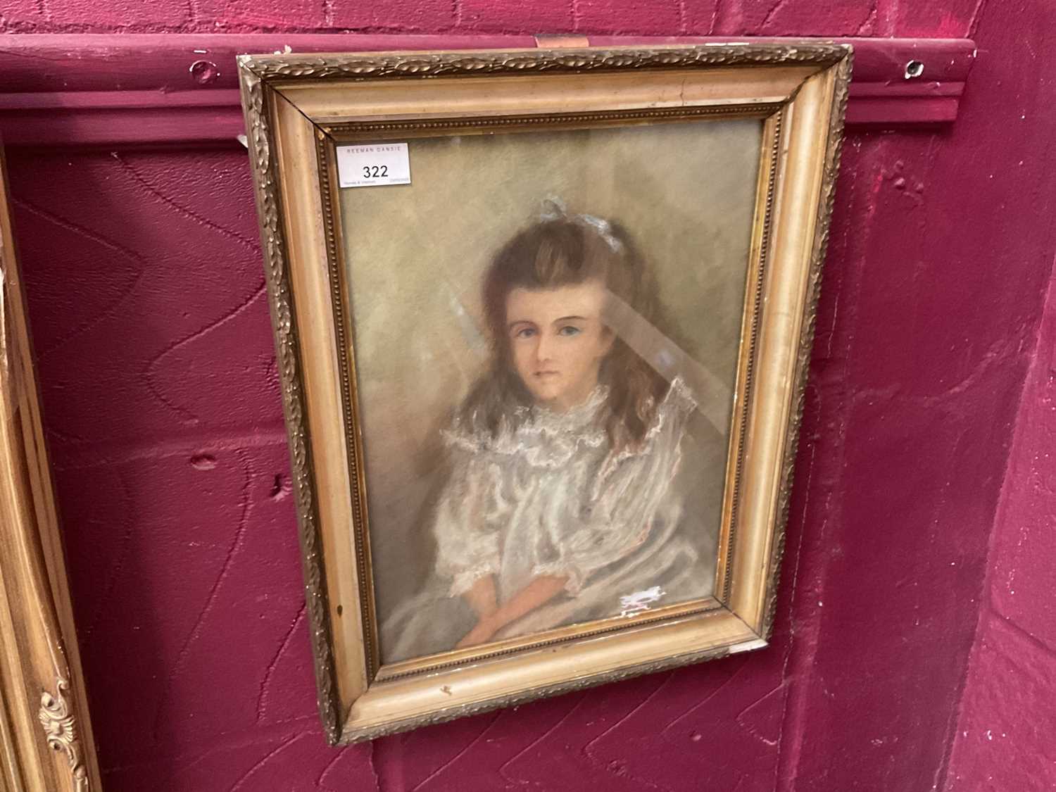 Lot 322 - Victorian pastel portrait of a young girl in