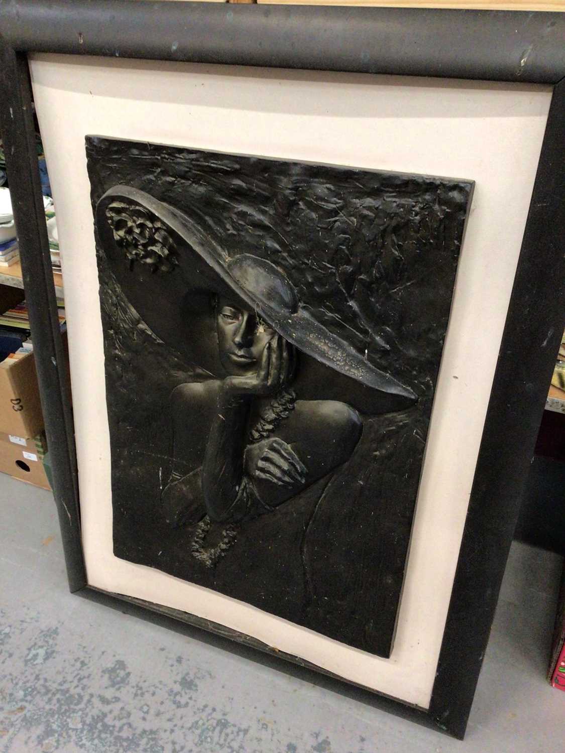 Lot 679 - Unusual large framed relief portrait of a