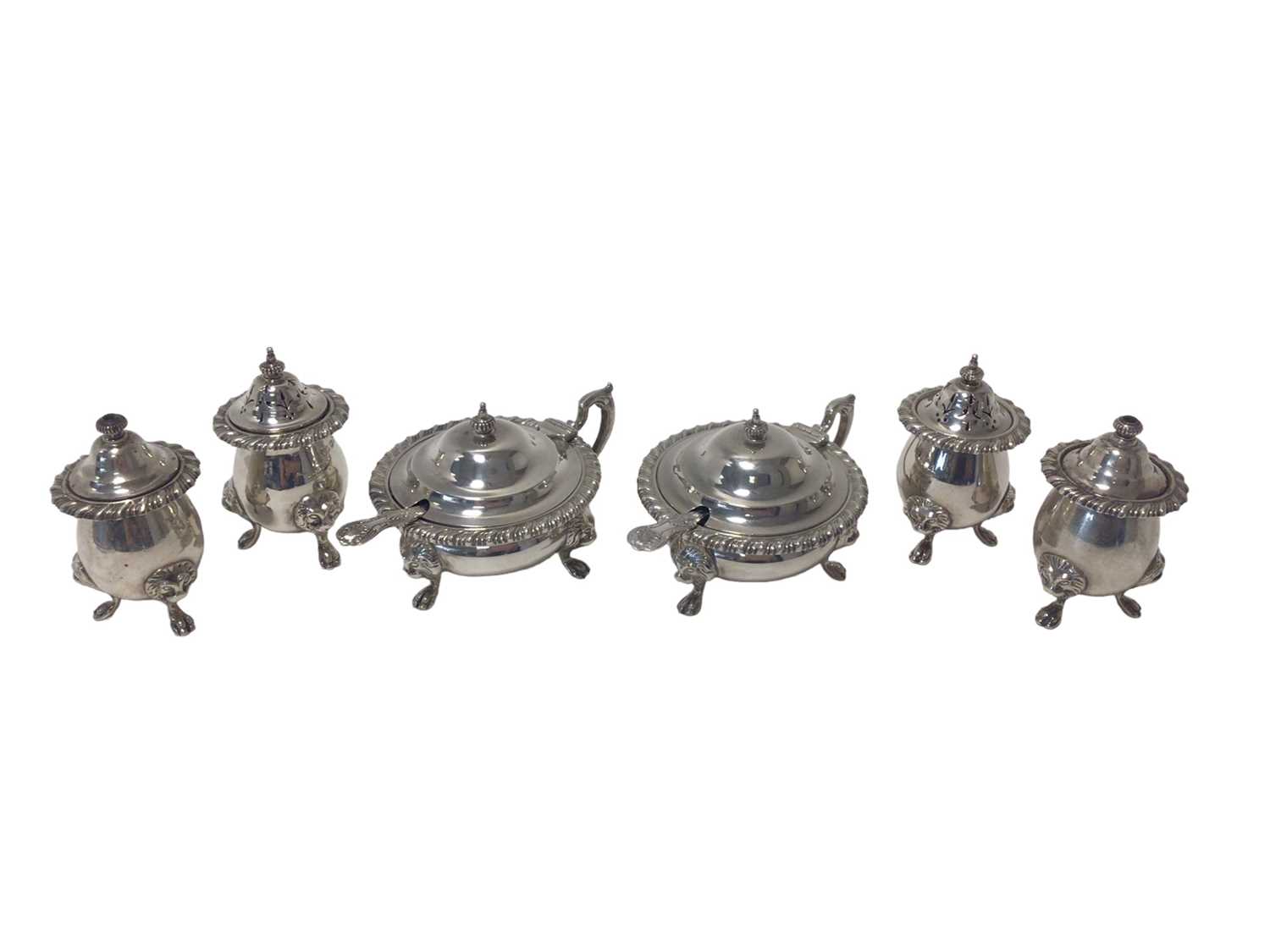 Lot 480 - 20th century silver composite cruet set with