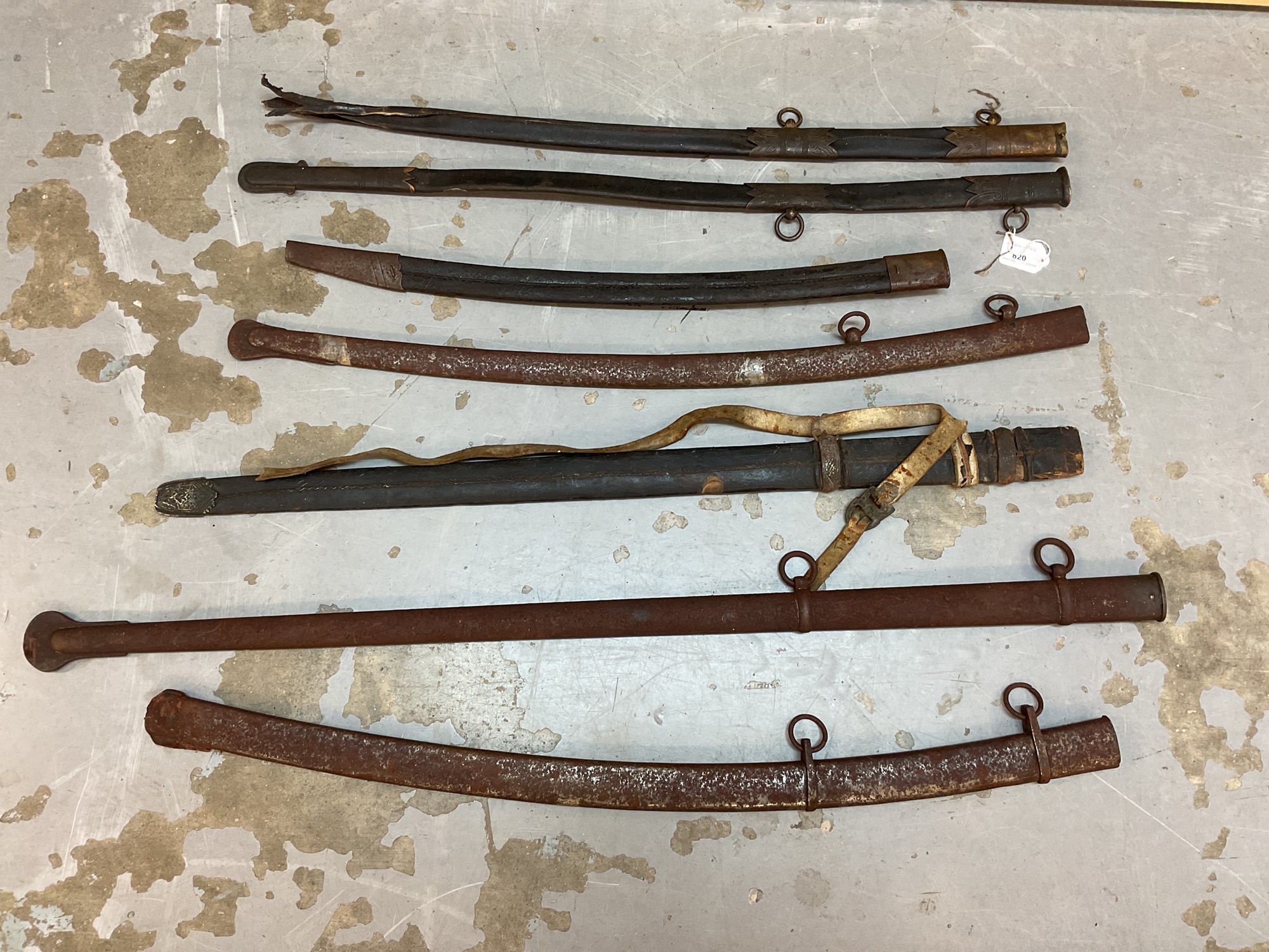 Lot 820 - Lot 19th century sword scabbards including