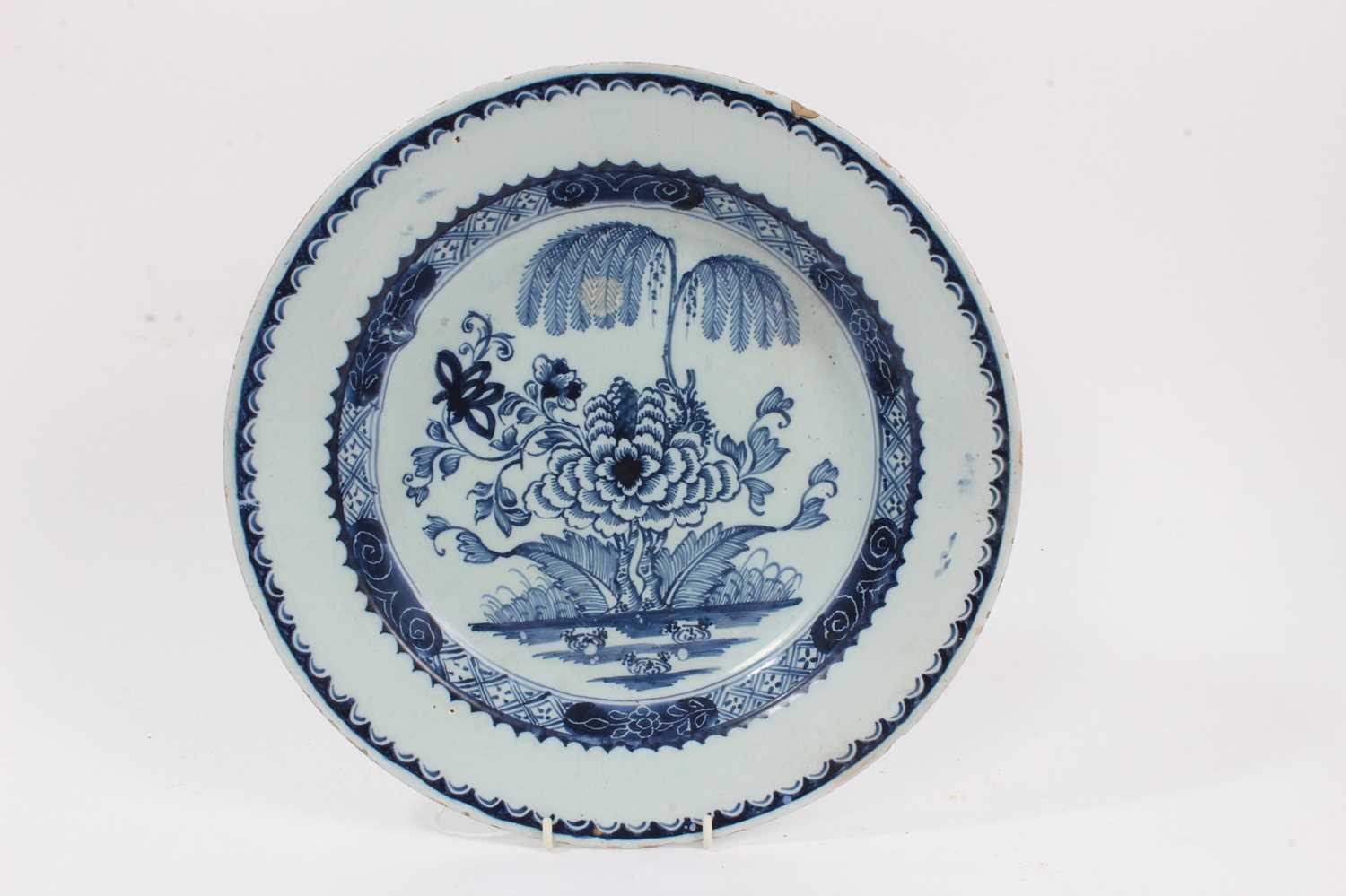 Lot 351 - 18th century blue and white Delftware dish,