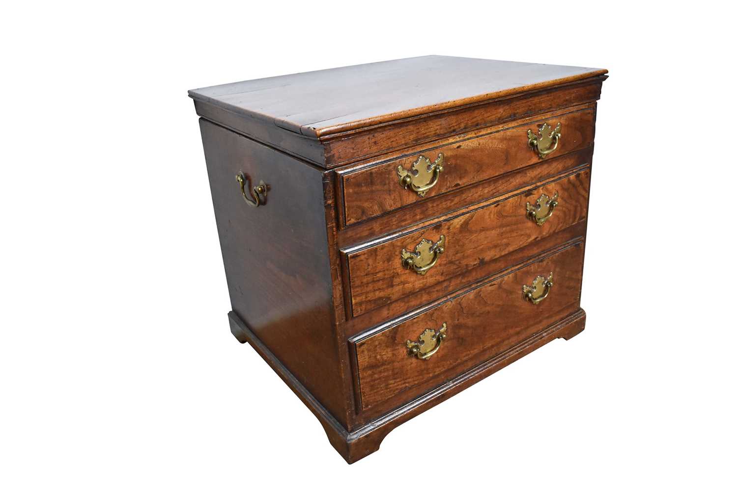 Lot 1290 - George III oak faux drawer front box, with