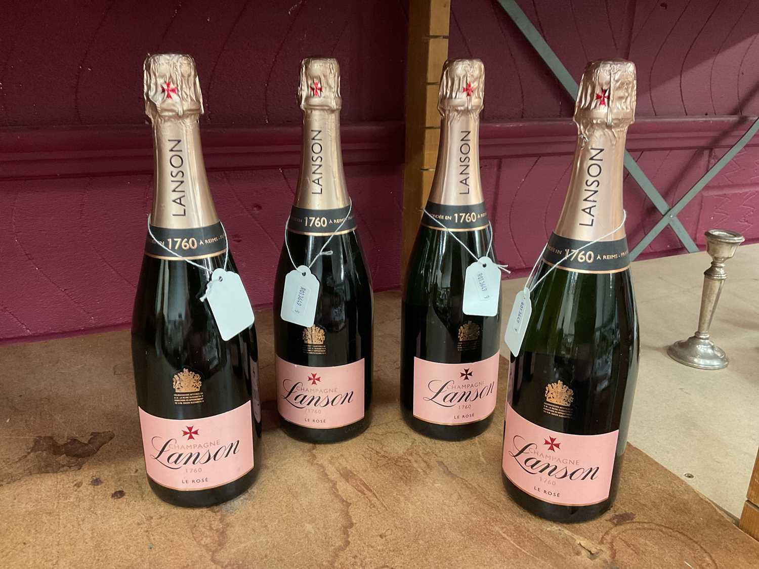 Lot 424 - Four bottles of Lanson Le Rose Champagne