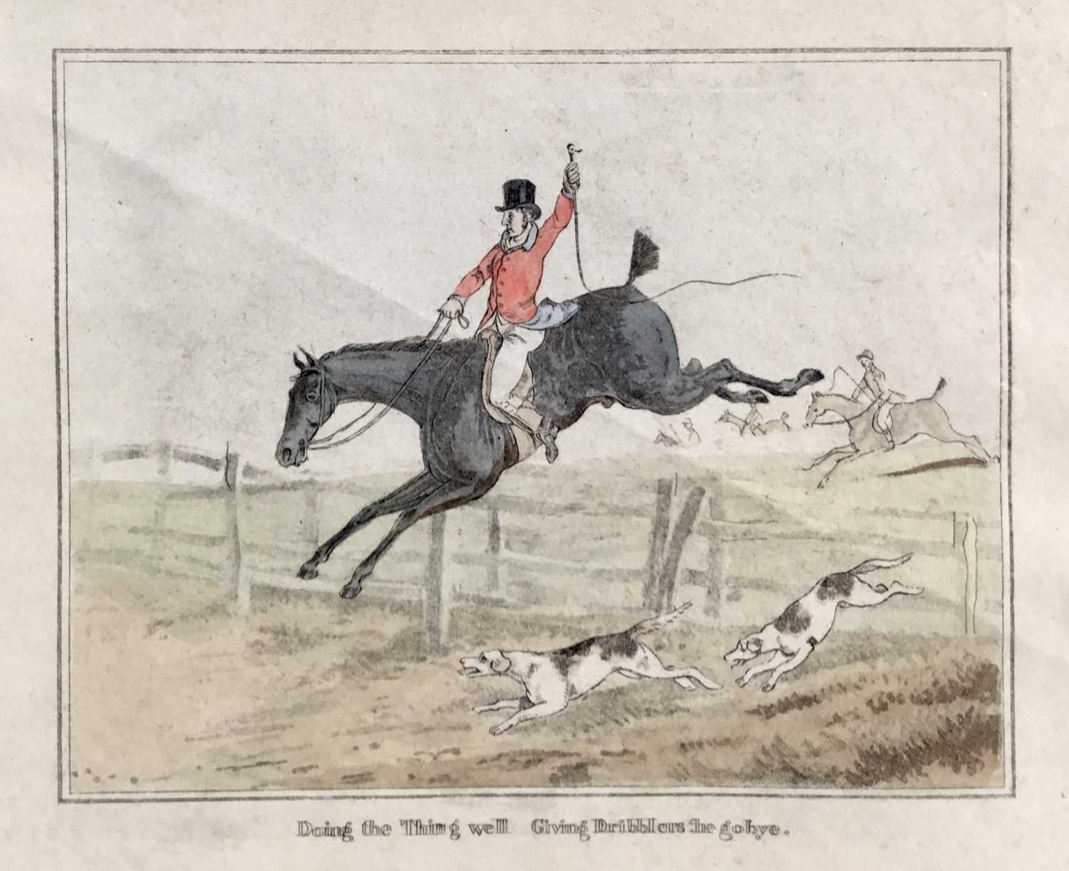 Lot 174 - Pair of hunting coloured engravings, “Doing