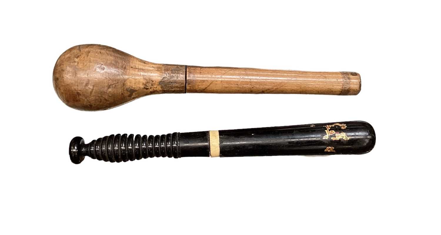 Lot 598 - Old ebonised truncheon together with an old