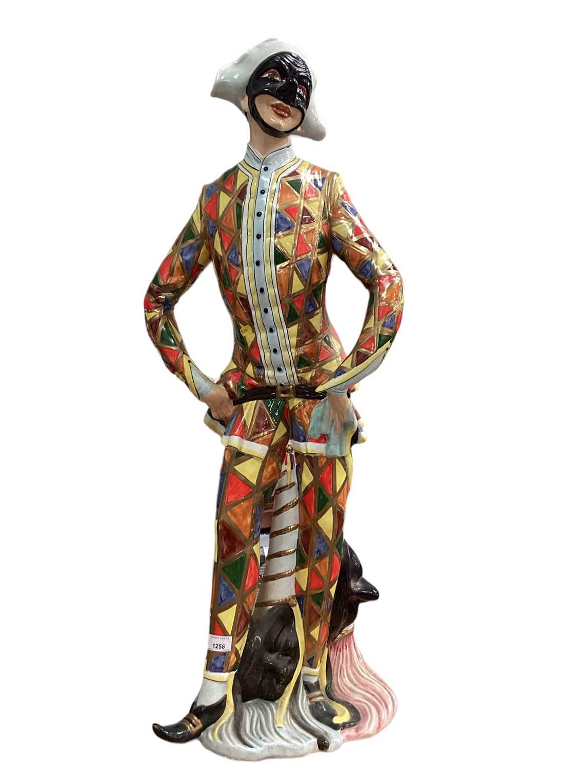 Lot 1258 - Extremely large Italian figure - Harlequin