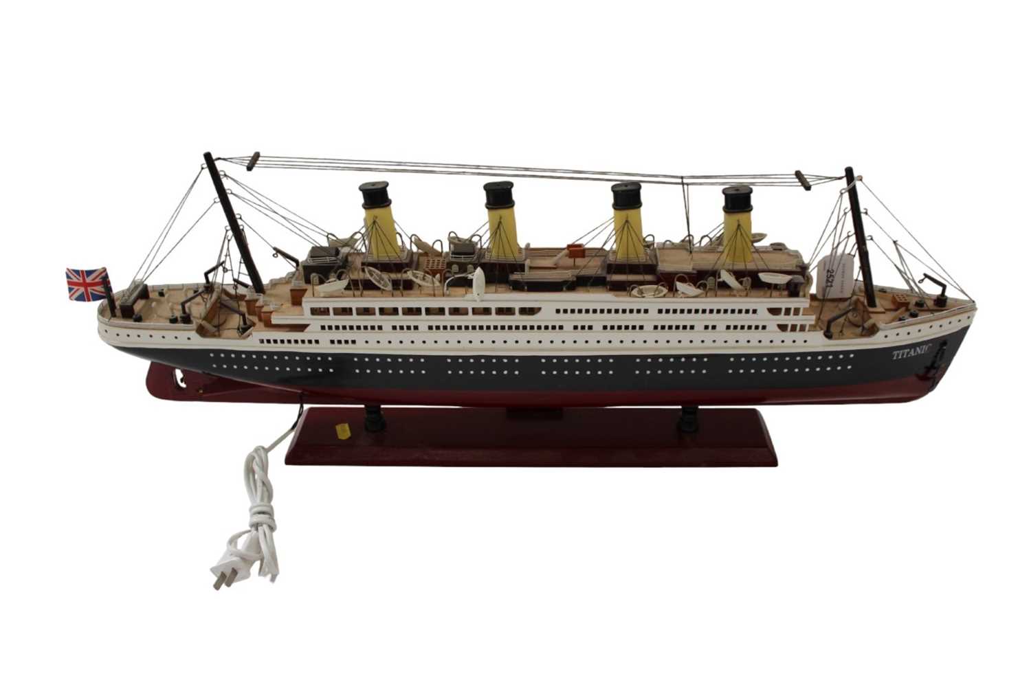 Lot 2521 - Wooden model of the Titanic on base with