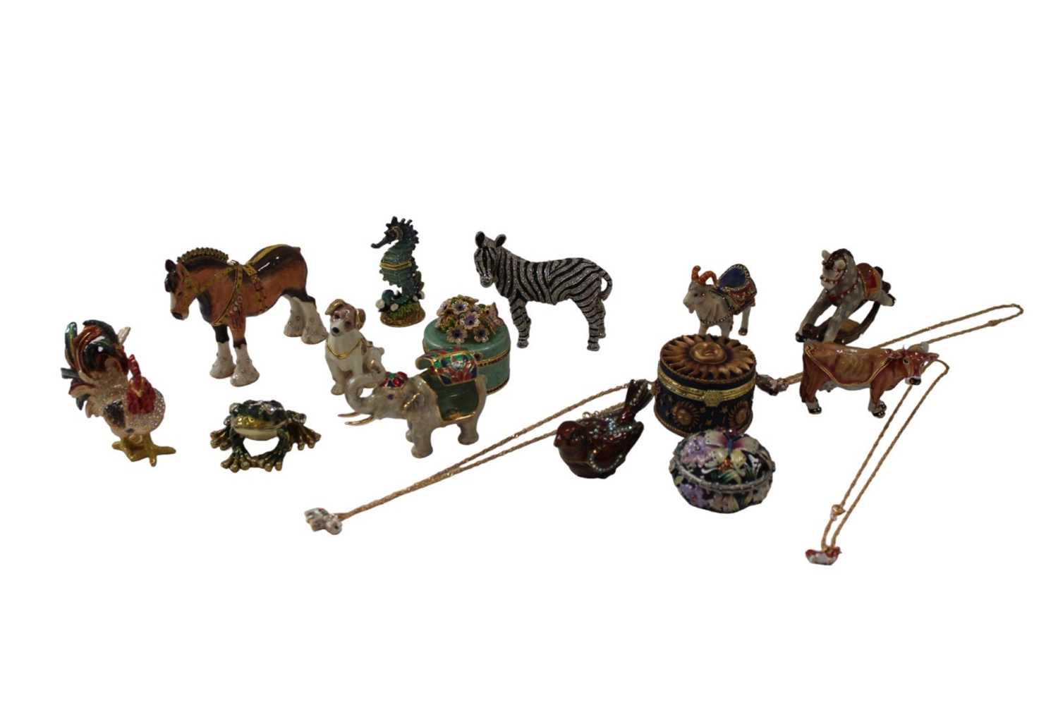 Lot 2524 - Group of enamel animal trinket boxes,