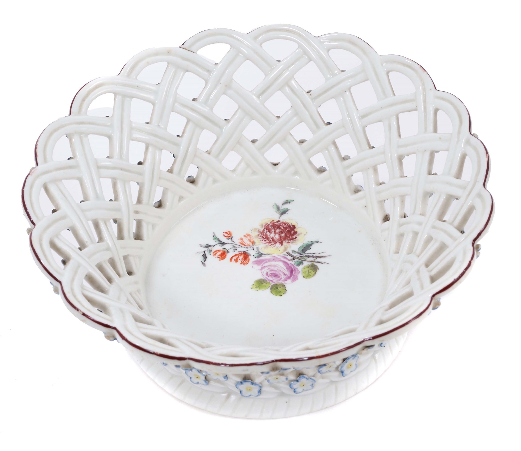 Lot 35 - A Chelsea pierced round basket, circa 1755