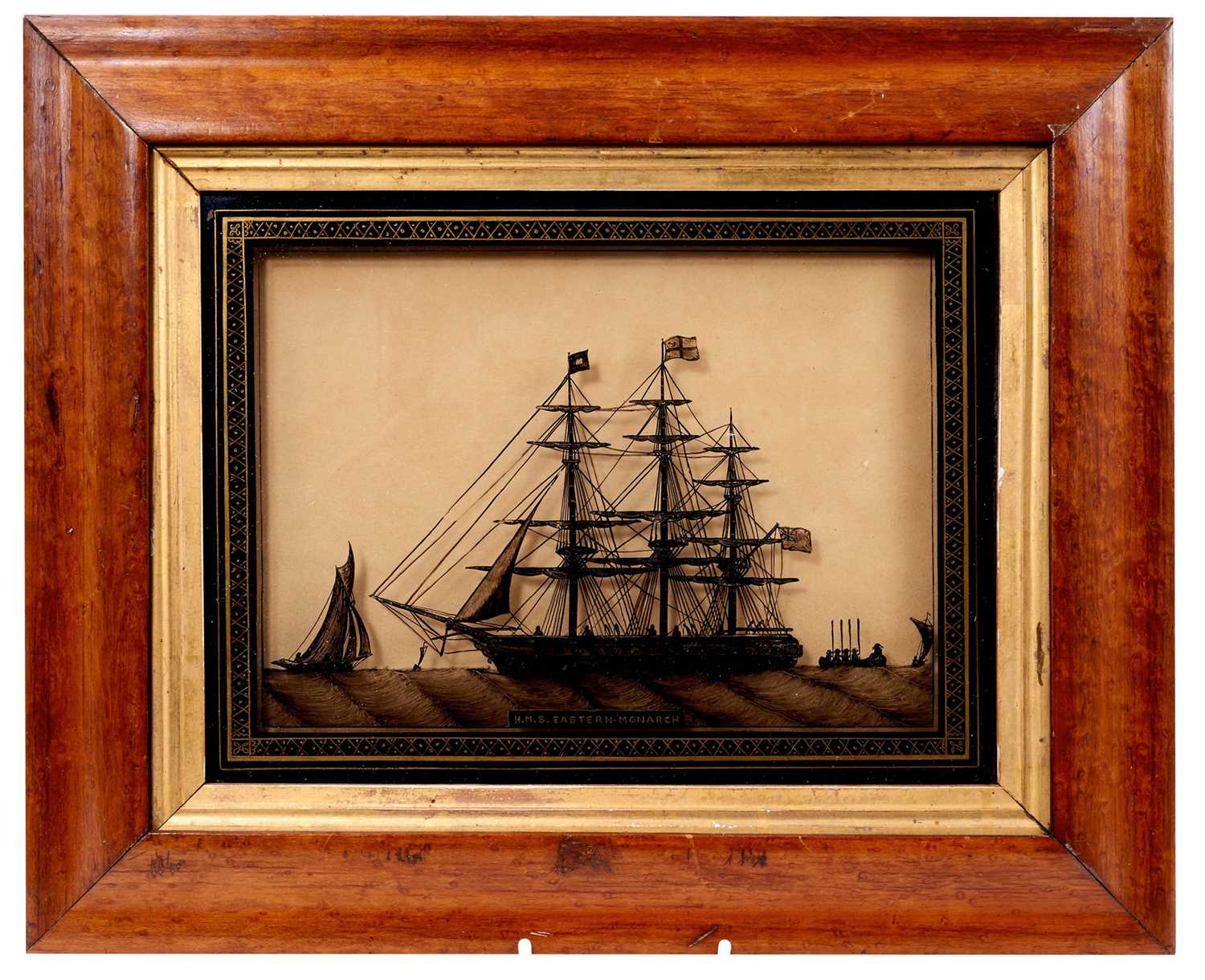 Lot 669 - Regency style reverse ship painting on glass,