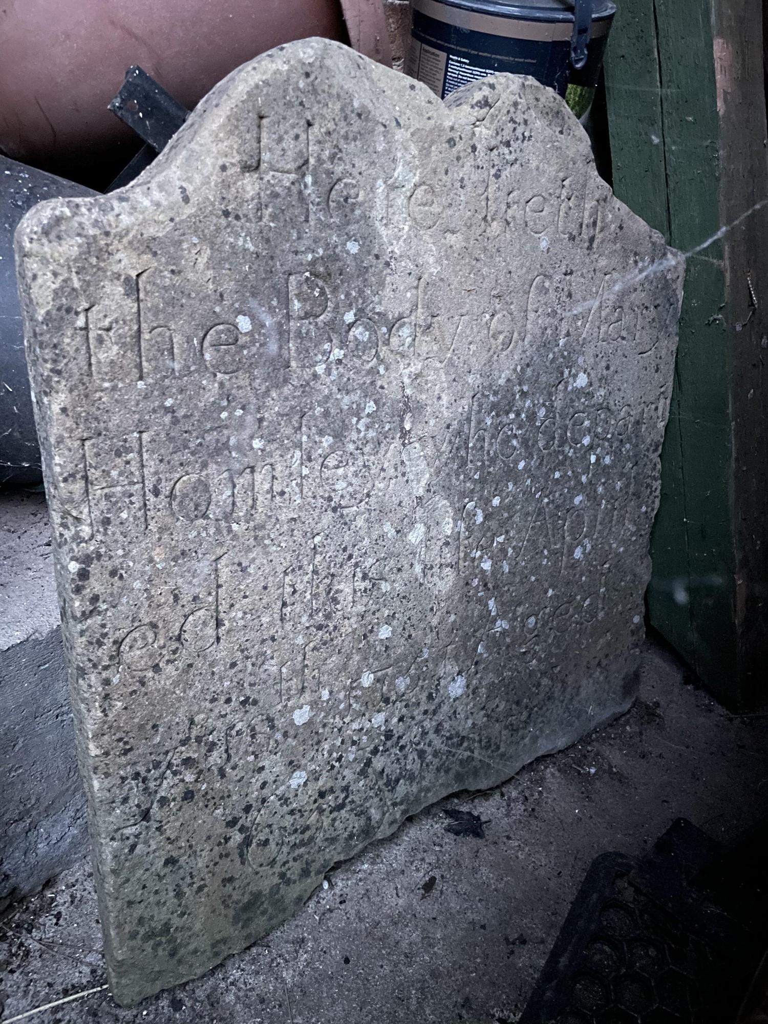 Lot 42 - Mid 18th century carved gravestone,