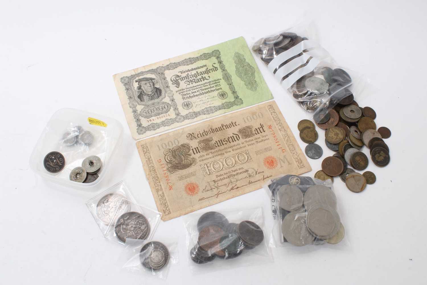 Lot 514 - World - Mixed coins, tokens & banknotes