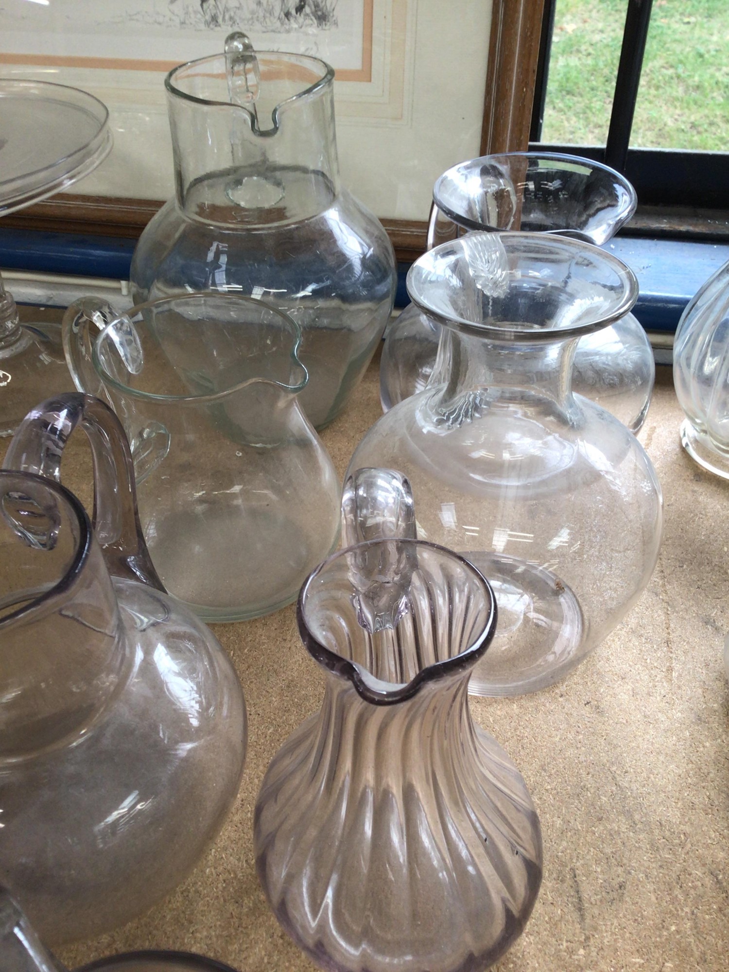 Lot 70 - Group of 8 mostly antique glass jugs