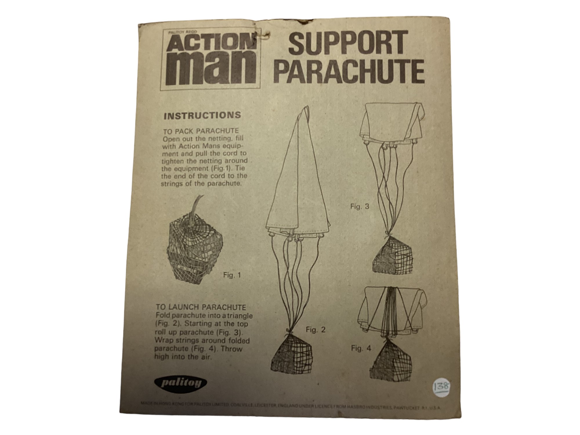 Lot 16 - Palitoy Action Man Support Parachute, card