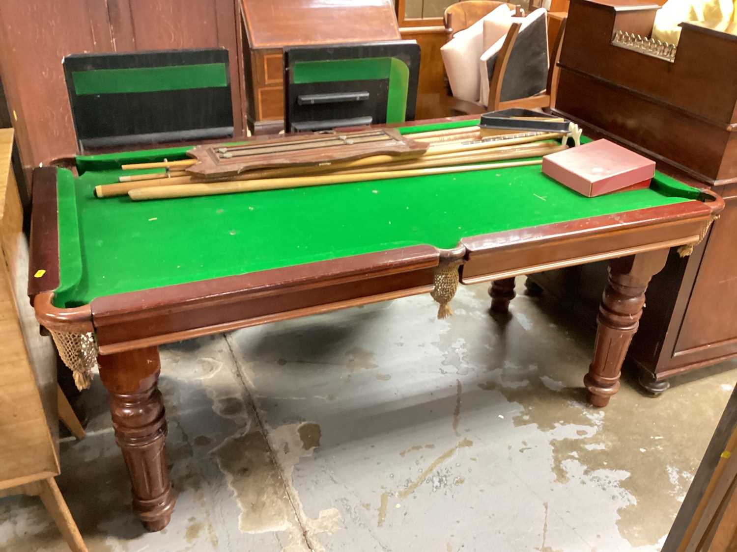 Lot 1273 - Early 20th century slate bed snooker