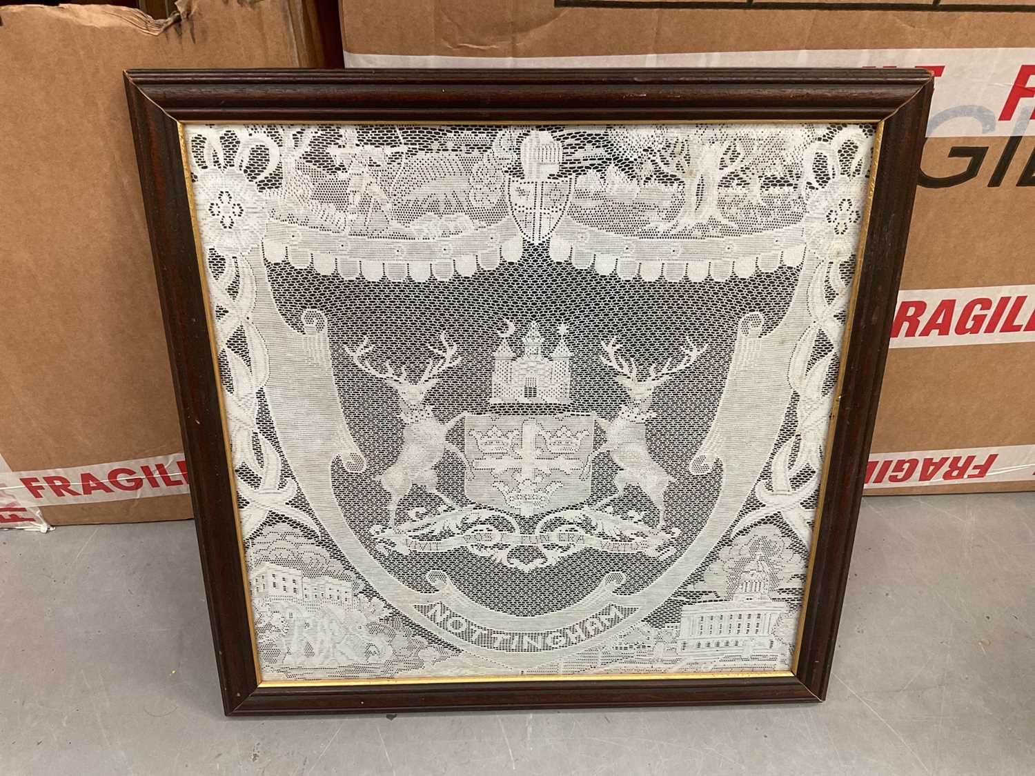 Lot 609 - Panel of Nottinghamshire Lace mounted in