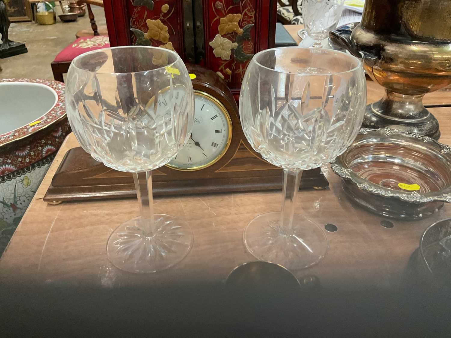 Lot 585 Pair Of Large Waterford Crystal Goblets