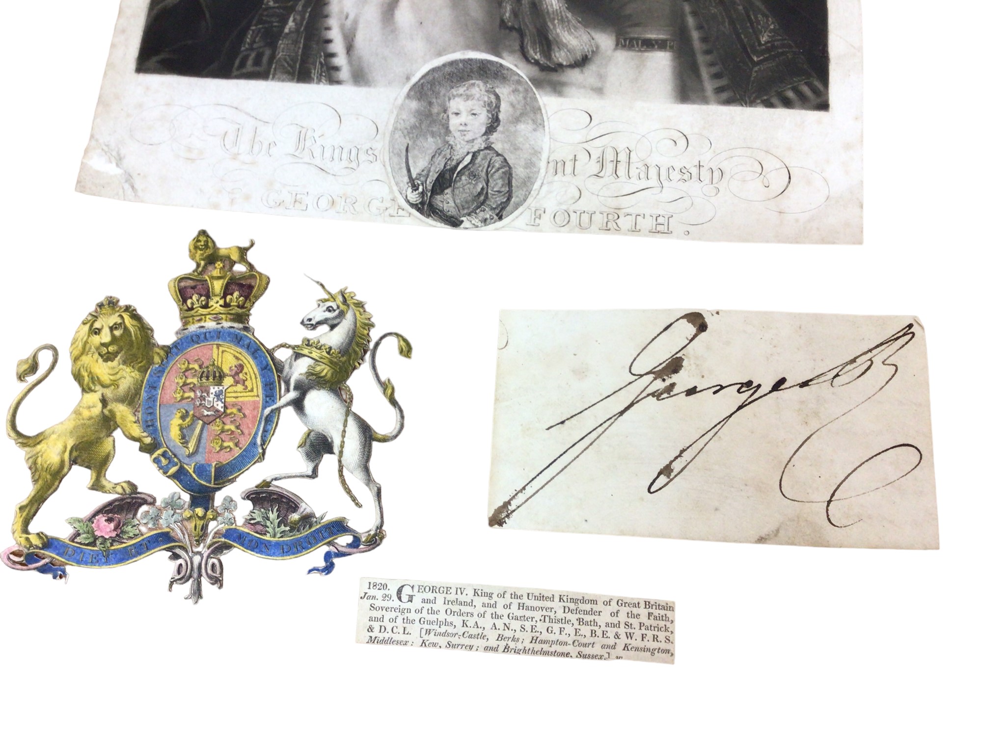 Lot 102 - H.M. King George IV, signature of the King