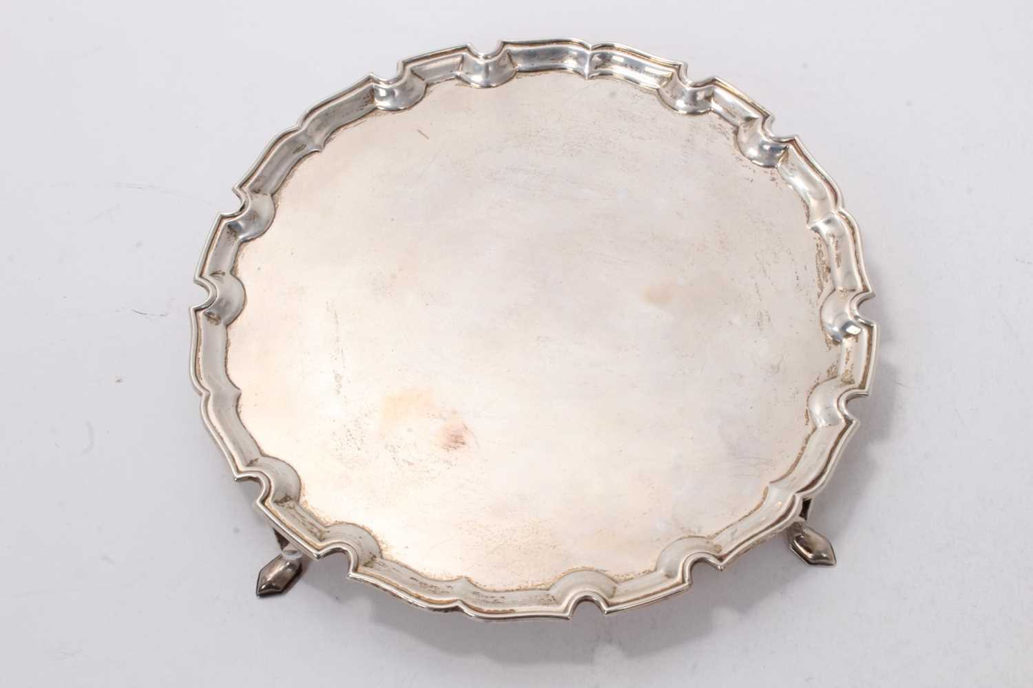 Lot 512 - George V silver salver of circular form,