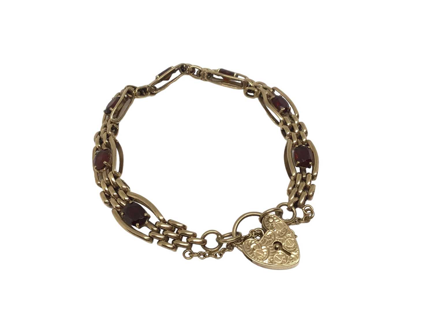 Lot 111 - Victorian style 9ct gold and garnet gate